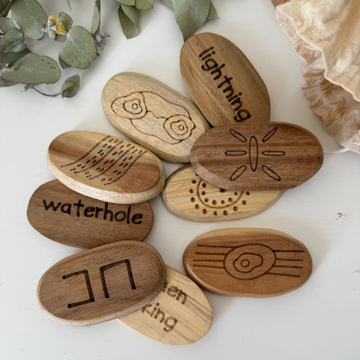 Indigenous Symbol Wooden Stones | Little Wild & Green